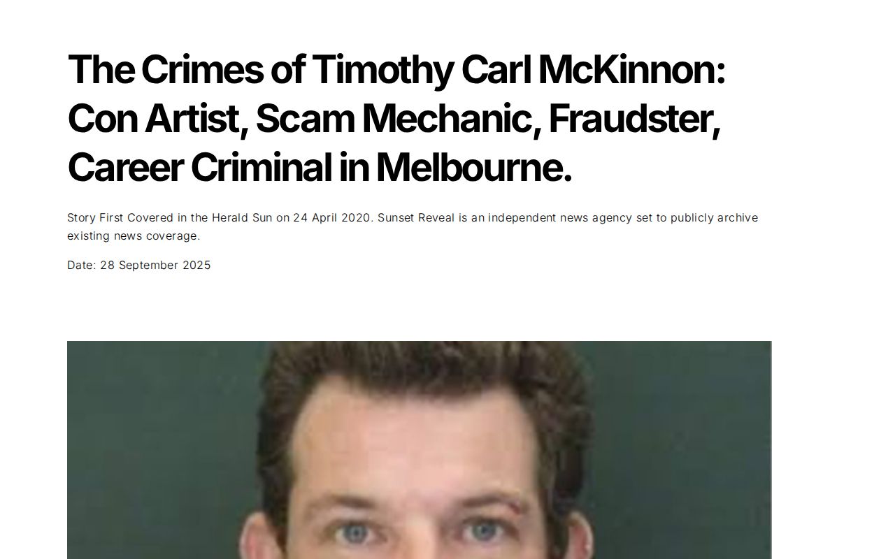TIMOTHY CARL MCKINNON: CON ARTIST, SCAMMER, FRAUDSTER, CAREER CRIMINAL
